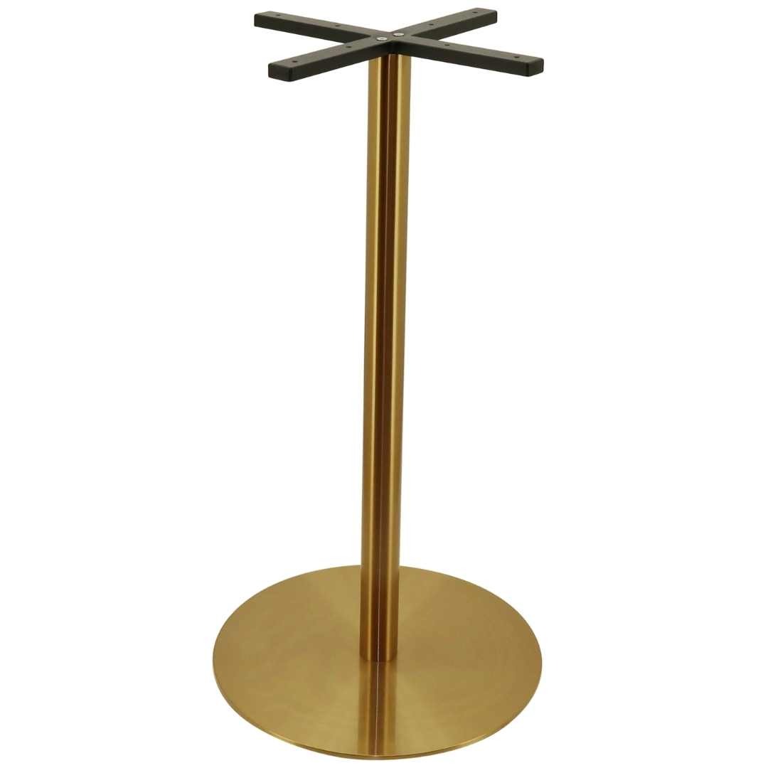 Large Circular Stainless Steel Bar Table Base in Gold Finish with Round ...