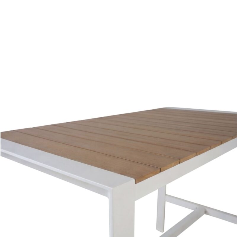 Teak Aluminium & Polywood Bar Table in White 800 x 1510mm - Cafe Solutions